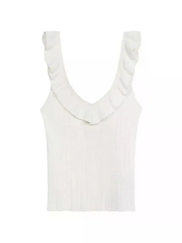 Blumarine Ruffled V-neck Tank Top - White