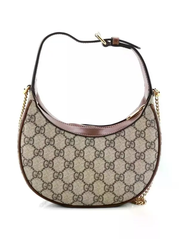 Gucci Interlocking G Patch Half Moon Gg Coated Canvas Mini Hobo Bag