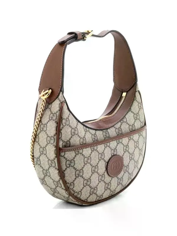 Gucci Interlocking G Patch Half Moon Gg Coated Canvas Mini Hobo Bag