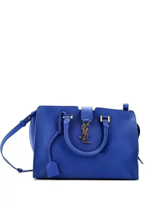 Saint Laurent Monogram Cabas Leather Small Satchel - Blue