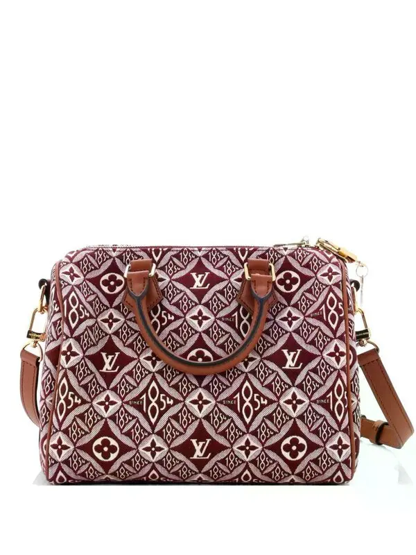 LOUIS VUITTON Speedy Bandouliere Bag Limited Edition Since 1854 Monogram Jacquard 25 Satchel - Red