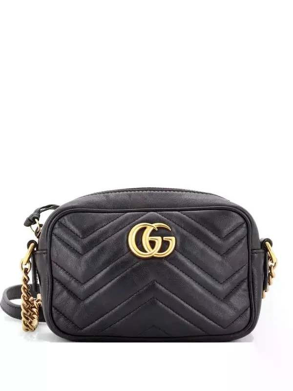 Gucci Gg Marmont Shoulder Bag Matelasse Leather Mini Crossbody Bag - Black
