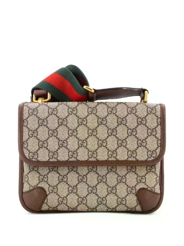 Gucci Neo Vintage Flap Messenger Small Crossbody Bag Gg Coated Canvas - Brown