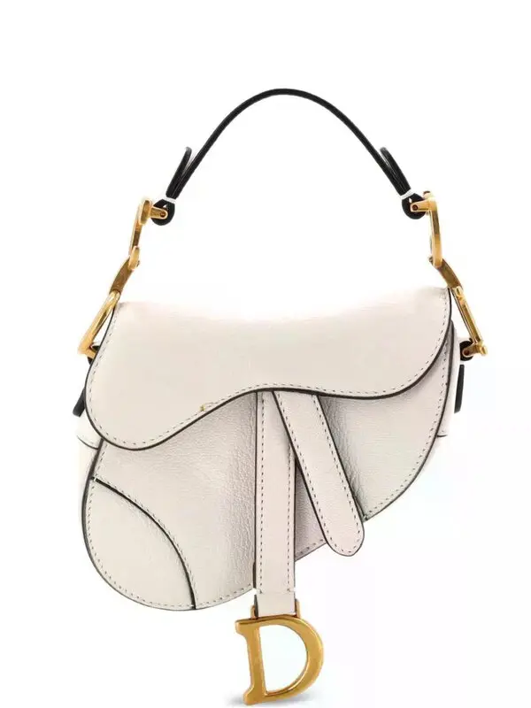 Dior Saddle Handbag Leather Micro Satchel - White