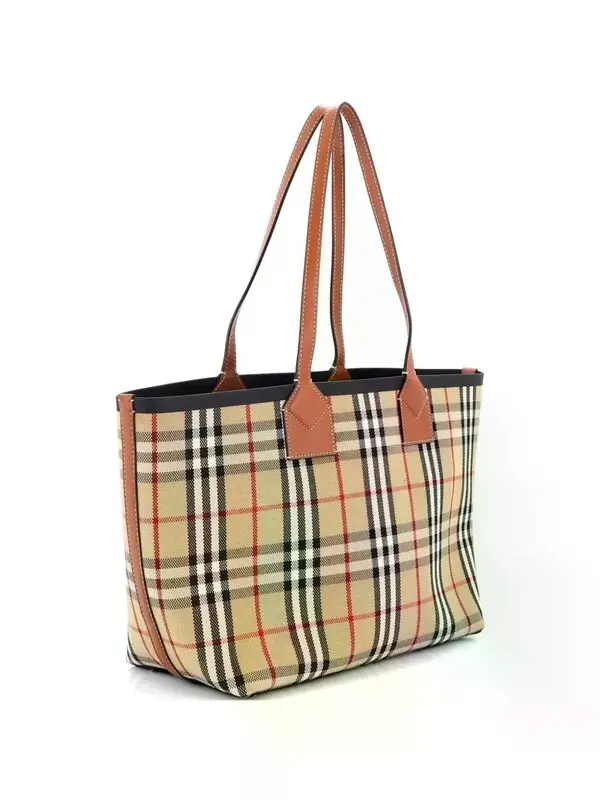 Burberry London Vintage Check Canvas Small Tote Bag - Brown