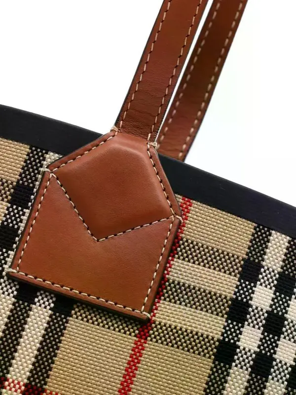 Burberry London Vintage Check Canvas Small Tote Bag - Brown