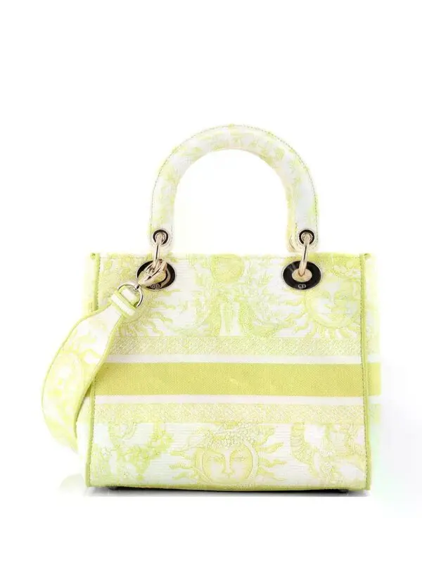 Dior Lady D-lite Embroidered Canvas Satchel - Yellow