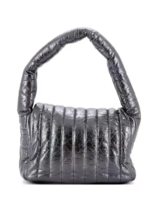 Balenciaga Monaco Sling Bag Padded Quilted Leather Small Shoulder Bag - Silver