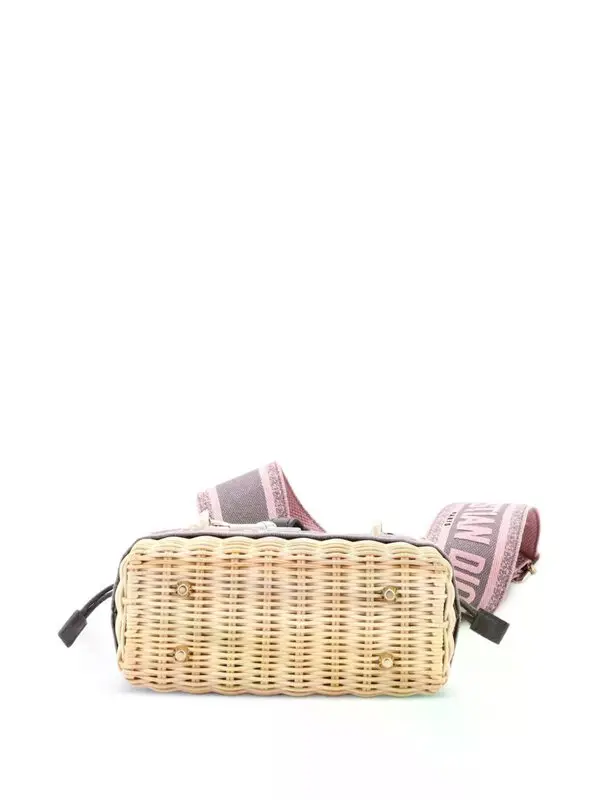 Dior Lady Wicker And Oblique Canvas Mini Tote - Neutrals