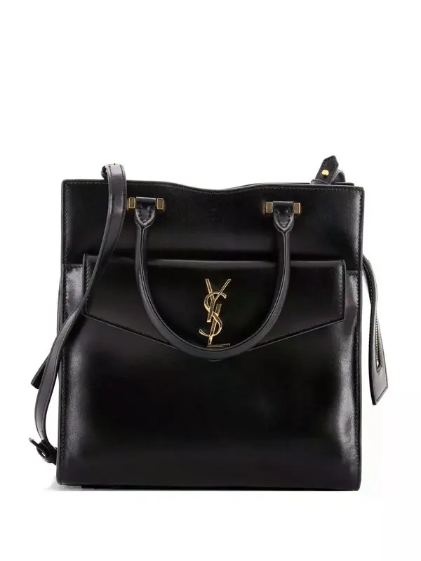 Saint Laurent Uptown Leather Small Tote Bag - Black