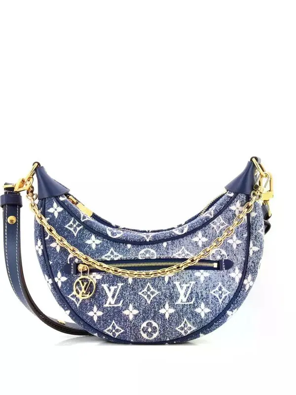 LOUIS VUITTON Loop Handbag Monogram Jacquard Denim Hobo Bag - Blue