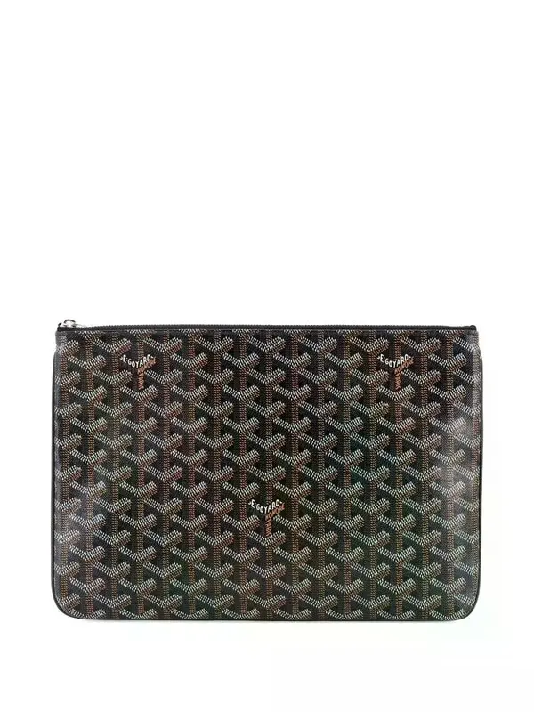 Goyard Senat Zip Coated Canvas Mm Pouch - Black