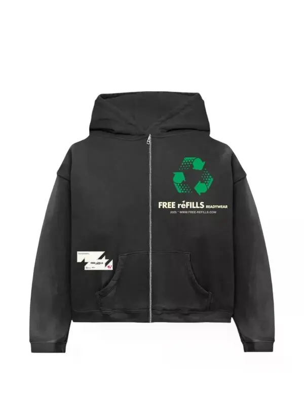 FREE REFILLS Logo Zip-up Hoodie - Black