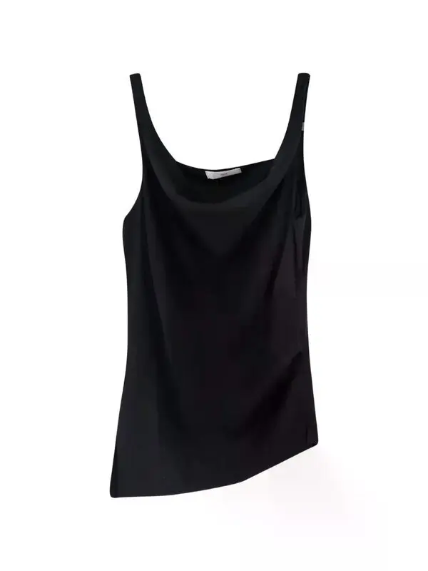 R2W Draped-neckline Sleeveless Tank Top - Black
