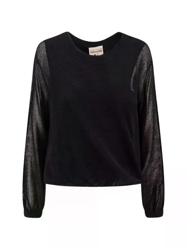 SEMICOUTURE Long-sleeved Cotton Sweater - Black