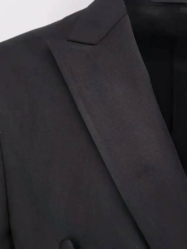Corneliani Double-breasted Peak-lapel Blazer Wool Suit - Black