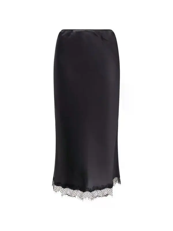 R2W Savia Silk Midi Skirt - Black