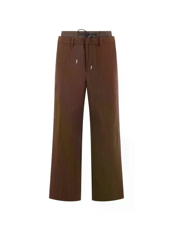 Sacai Pinstripe Drawstring Trousers - Brown