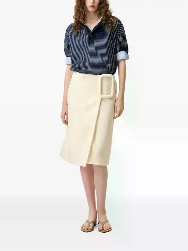 AMI Paris Wool Midi Skirt With Large Buckle