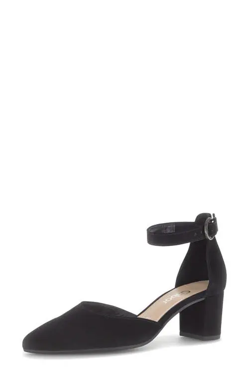 Gabor Ankle Strap Almond Toe Pump - Black