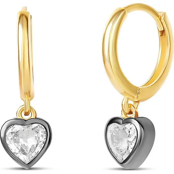SHYMI Bezel Heart Drop Earrings - Gold