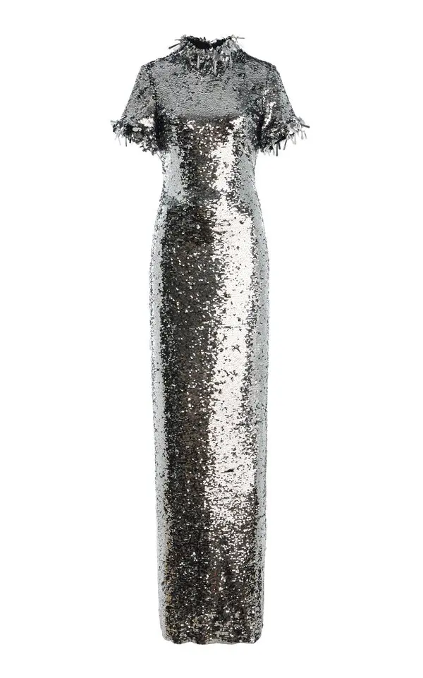 Brandon Maxwell The Bex Sequined Gown - Silver