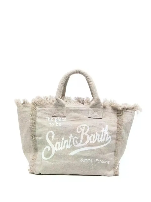 MC2 SAINT BARTH Fringed Handle Beach Bag - Neutrals