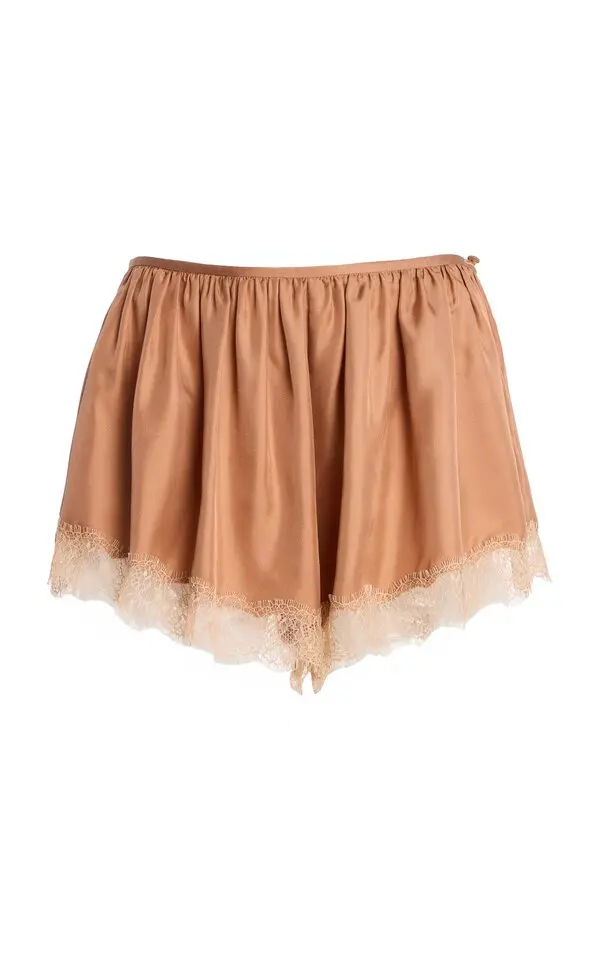 Ulla Johnson Georgiana Lace-trimmed Silk Mini Shorts - Brown
