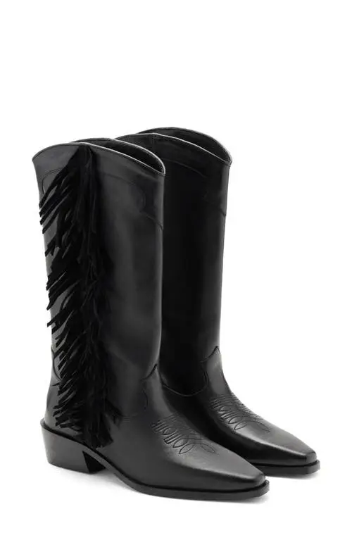 Mango Fringe Leather Boots