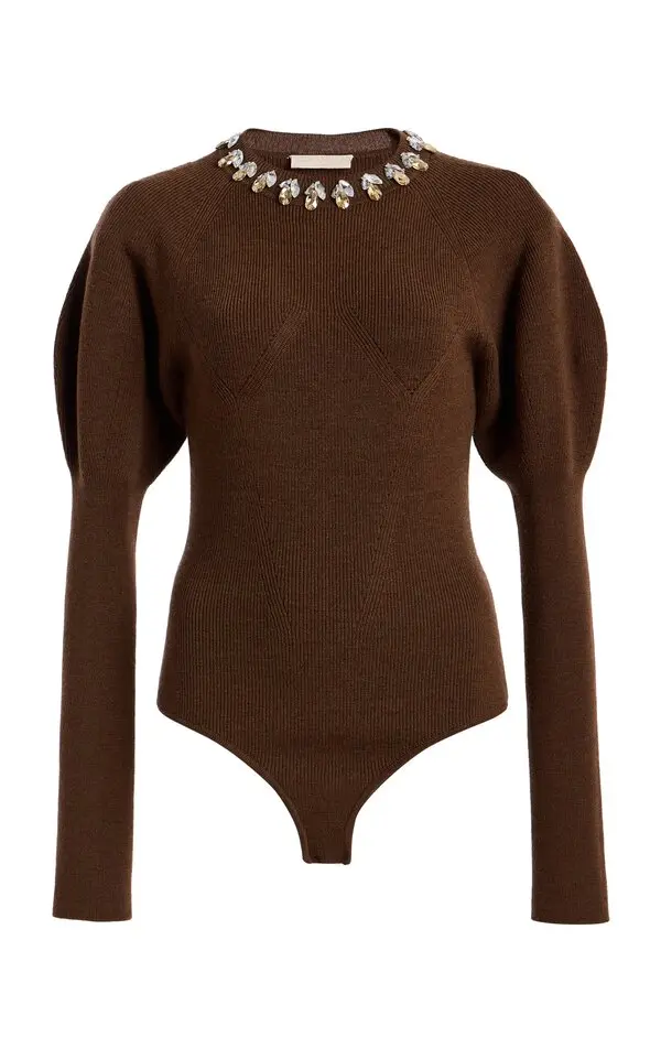 Ulla Johnson Imara Embellished Wool Top - Brown
