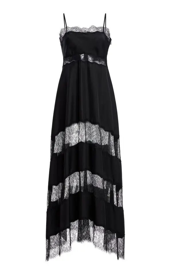 Ulla Johnson Coco" Lace-trimmed Silk Maxi Dress - Black