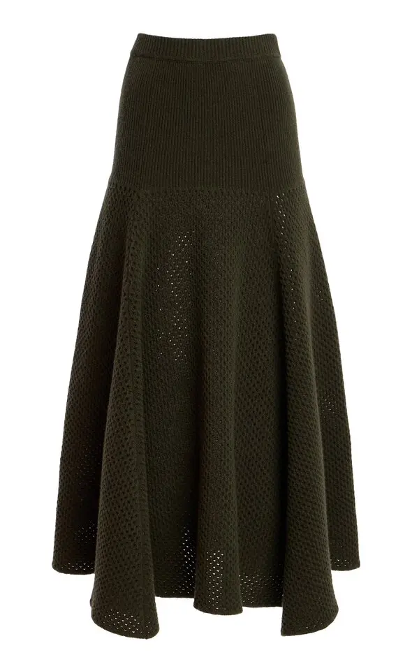 Ulla Johnson Lucia Knitted Wool Maxi Skirt - Green