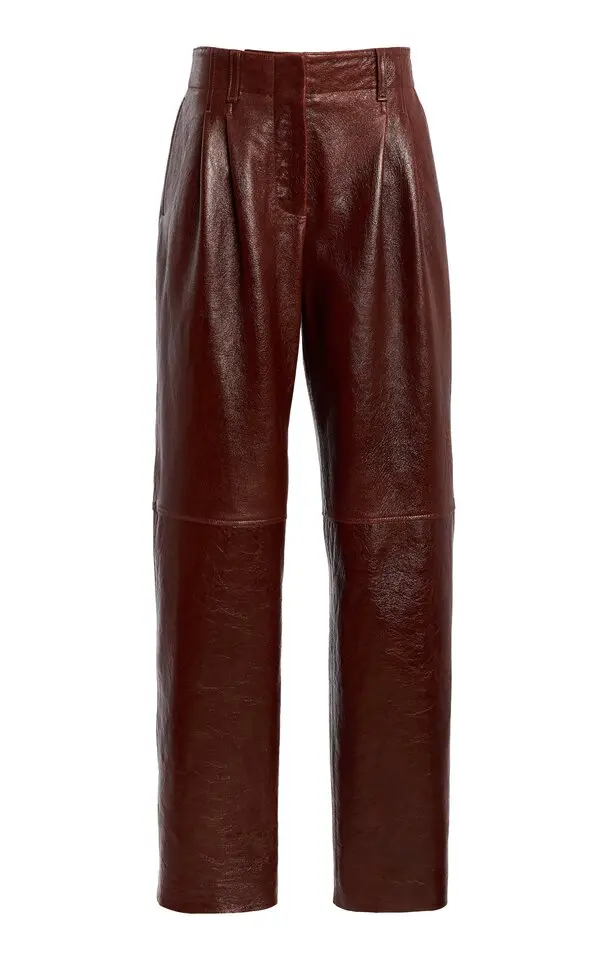 Ulla Johnson Keiran Leather Wide-leg Pants - Burgundy