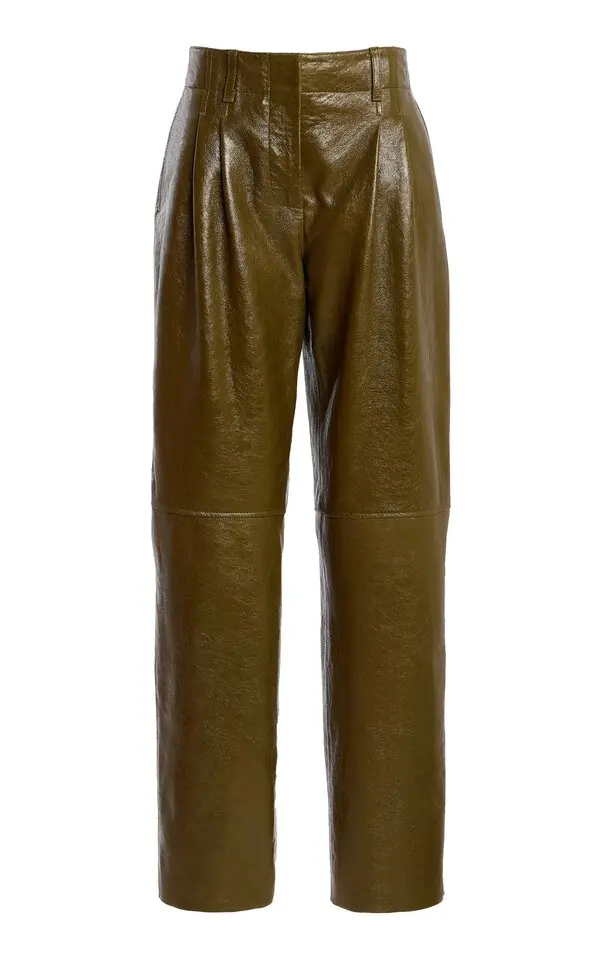 Ulla Johnson Keiran Leather Wide-leg Pants - Olive