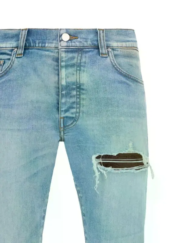 Amiri Croc Mx1 Ripped-design Jeans - Blue