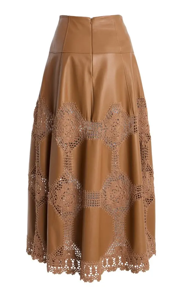 Ulla Johnson Izra Crochet Leather Midi Skirt