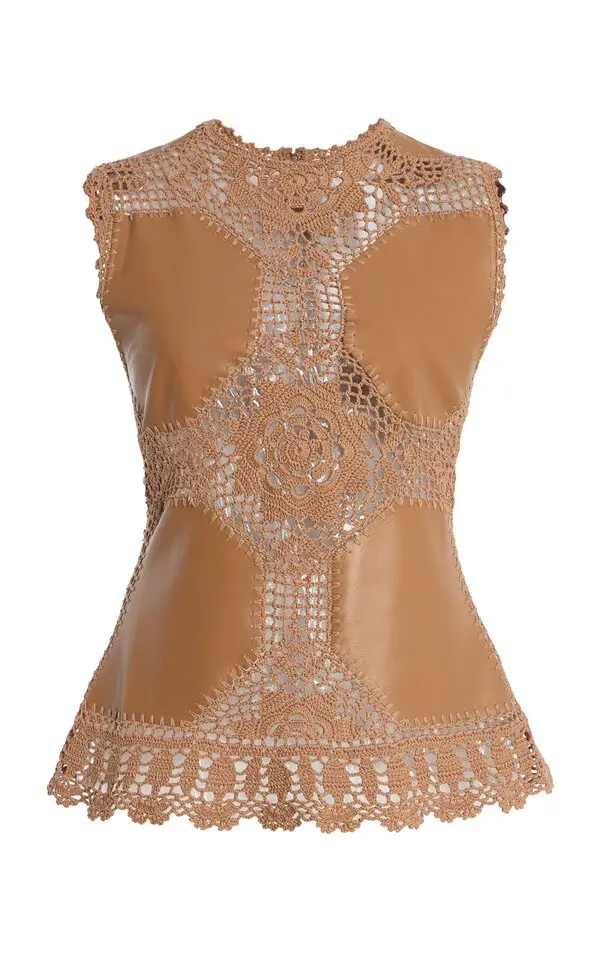 Ulla Johnson Livia Crochet Leather Top