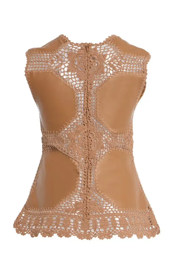 Ulla Johnson Livia Crochet Leather Top