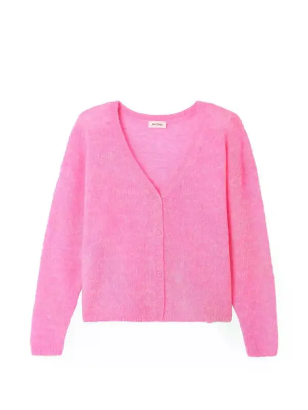 American Vintage Nuggy V-neck Long-sleeve Wool Cardigan - Pink
