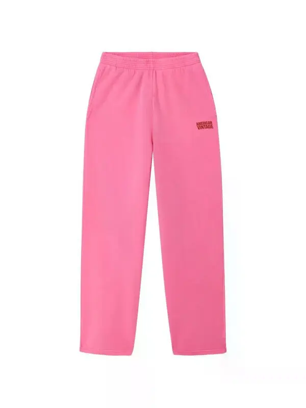 American Vintage Plizzy Logo-detail Straight Cotton Track Pants - Pink