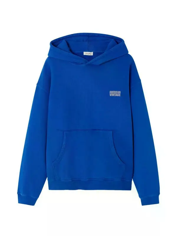 American Vintage Plizzy Hooded Cotton Sweatshirt - Blue