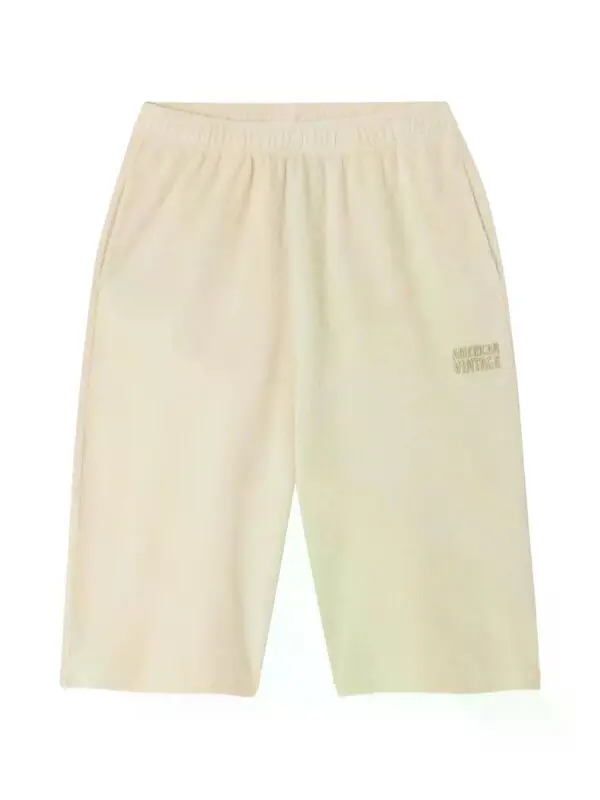 American Vintage Fuxow Elasticated Bermuda Cotton Shorts - Neutrals