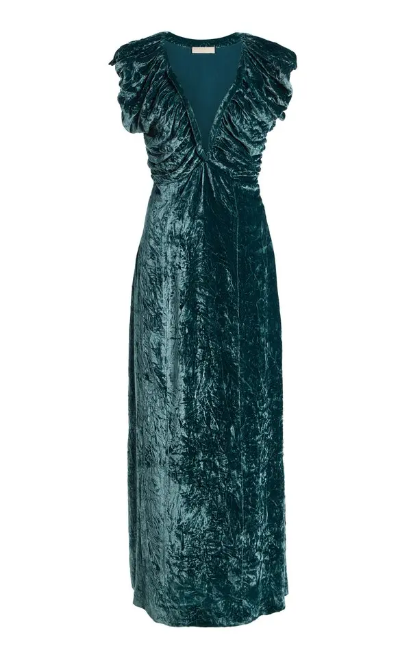 Ulla Johnson Astra Velvet Midi Dress - Dark Green