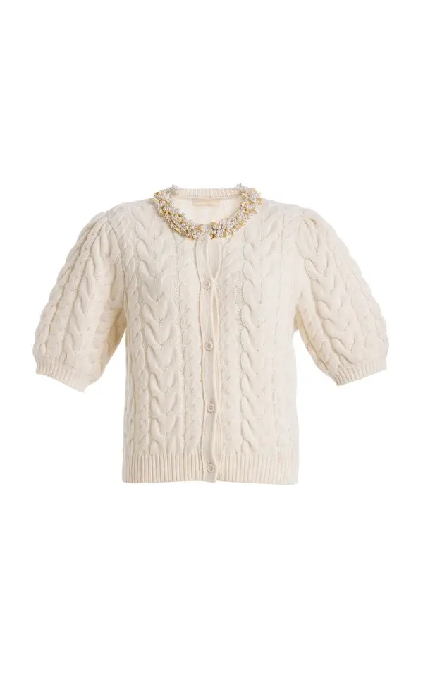 Ulla Johnson Olivia Embellished Wool-cashmere Cardigan - White