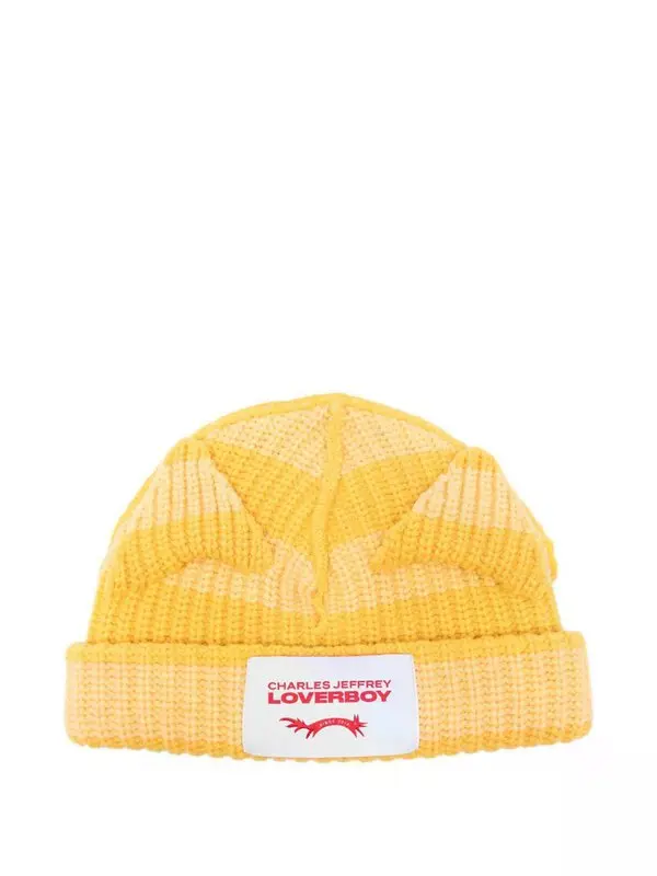 CHARLES JEFFREY Chunky Ears Logo-patch Beanie Hat - Yellow