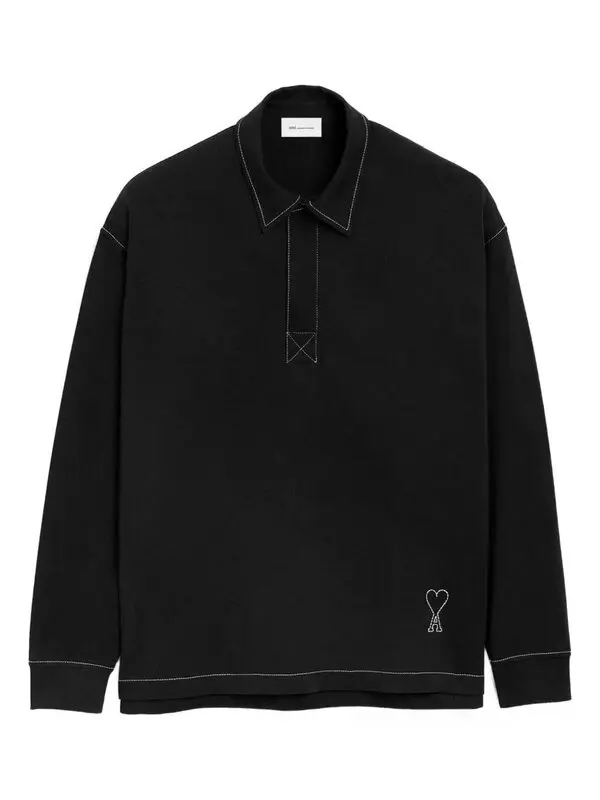Ami De Coeur Topstitched Shirt - Black