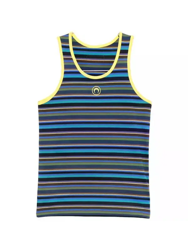 MARINE SERRE Striped Logo Tank Top - Blue