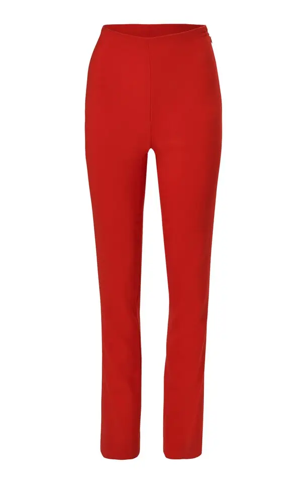 Carolina Herrera Bi-stretch Wool Tailored Cigarette Pant - Red