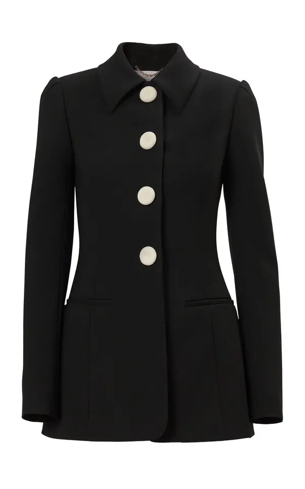 Carolina Herrera Bi-stretch Wool Tailored Jacket - Black