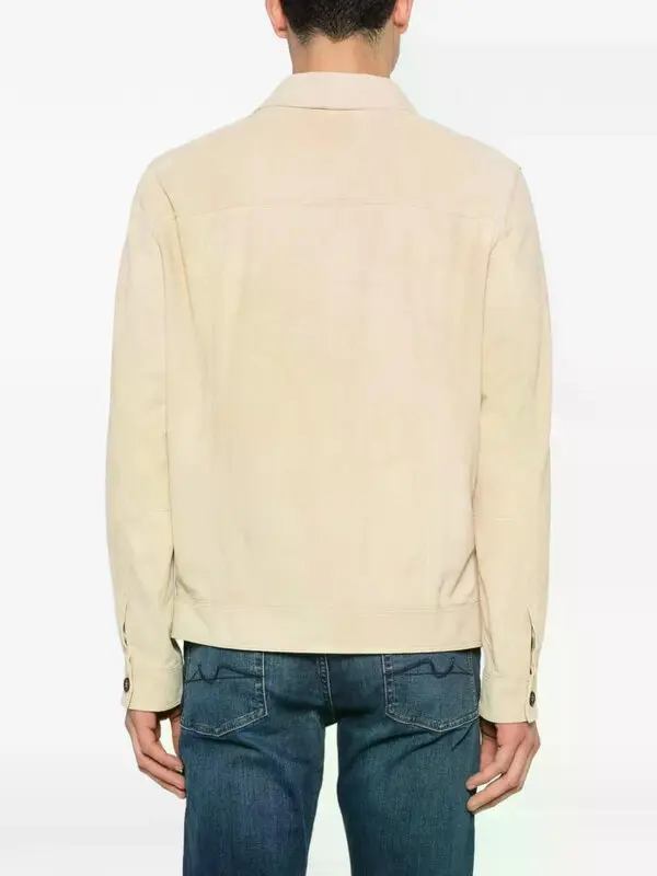 Eleventy Leather Shirt Jacket